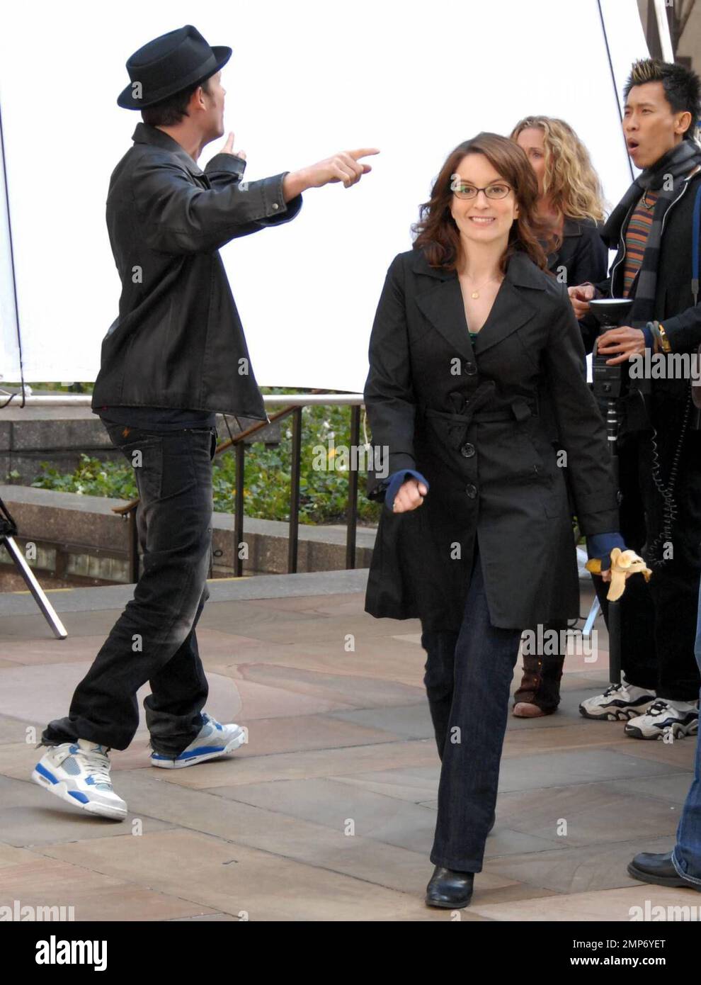 Tina Fey and Dean Winters film the television show "30 Rock" at ...