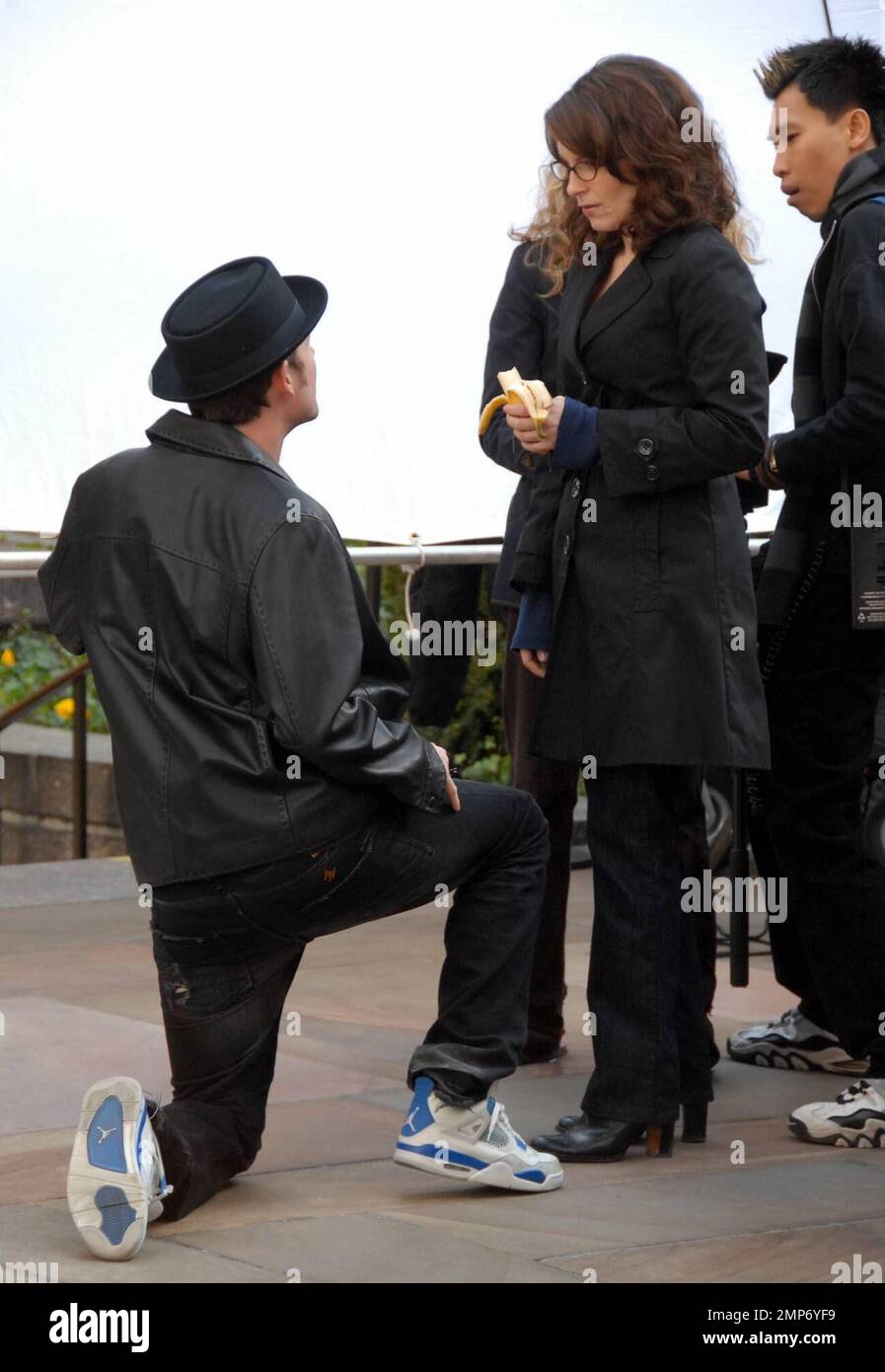 Tina Fey and Dean Winters film the television show "30 Rock" at ...