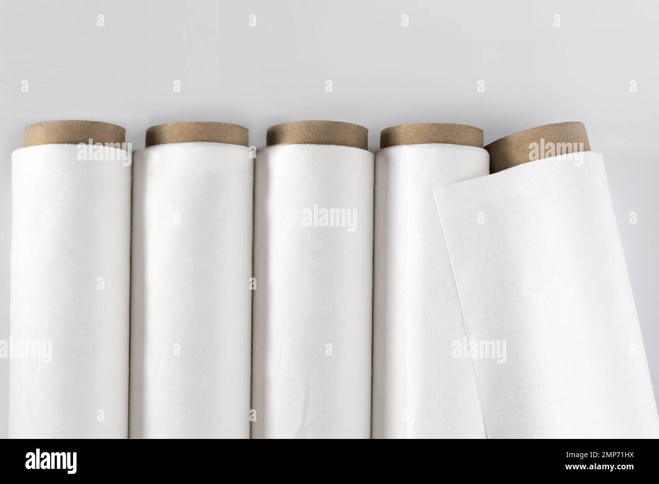 White cotton Fabric Rolls Mockup Stock Photo - Alamy