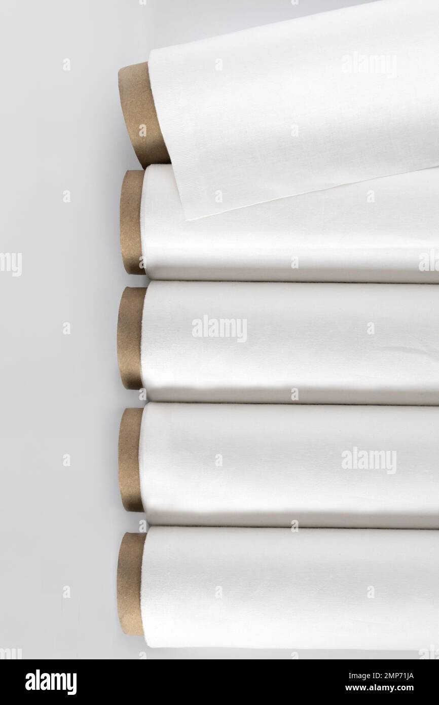 White cotton Fabric Rolls Mockup Stock Photo - Alamy