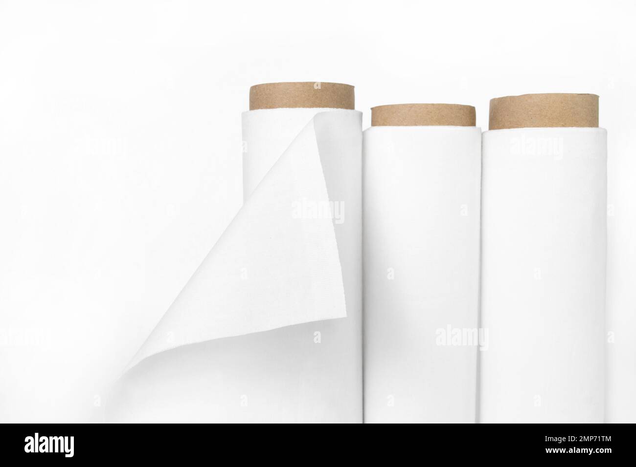 White cotton Fabric Rolls Mockup Stock Photo - Alamy