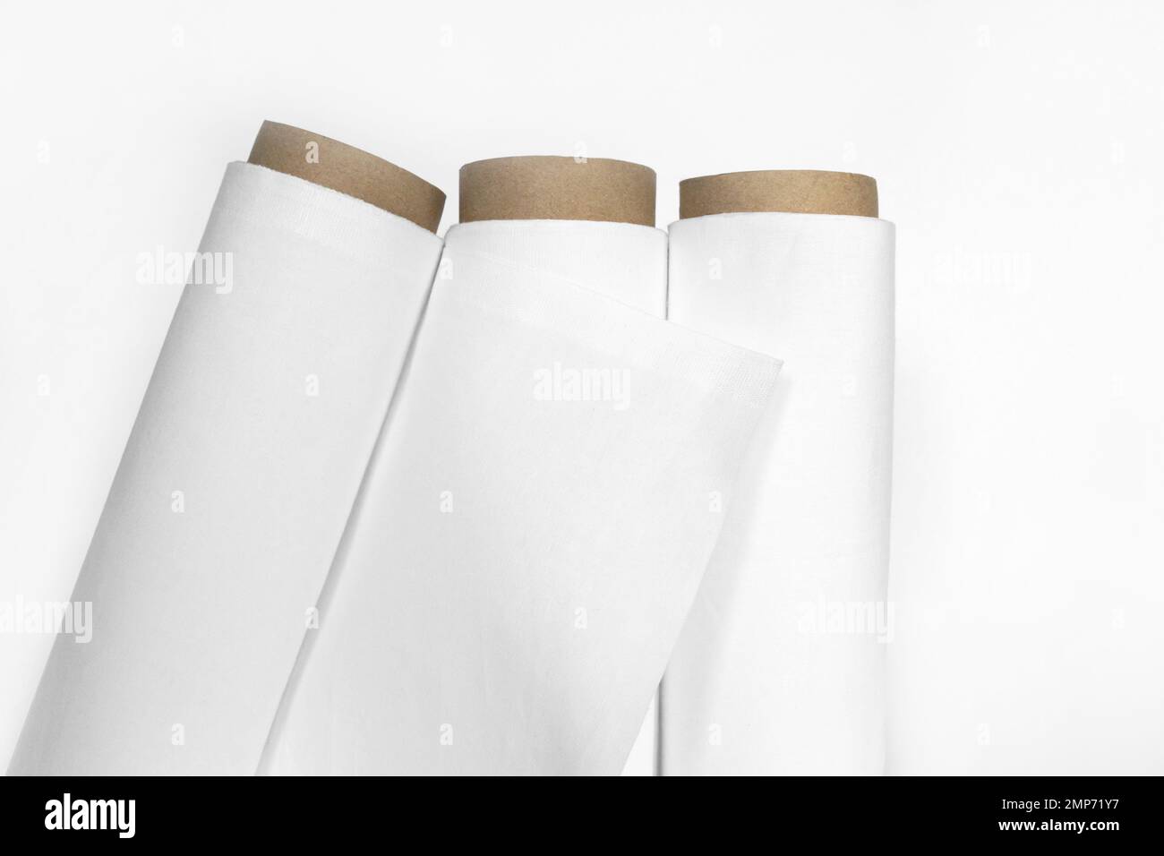 White cotton Fabric Rolls Mockup Stock Photo - Alamy