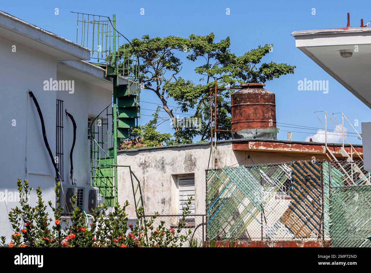 Old water cistern on roof of home, Vedado, Havana, Cuba Stock Photo - Alamy