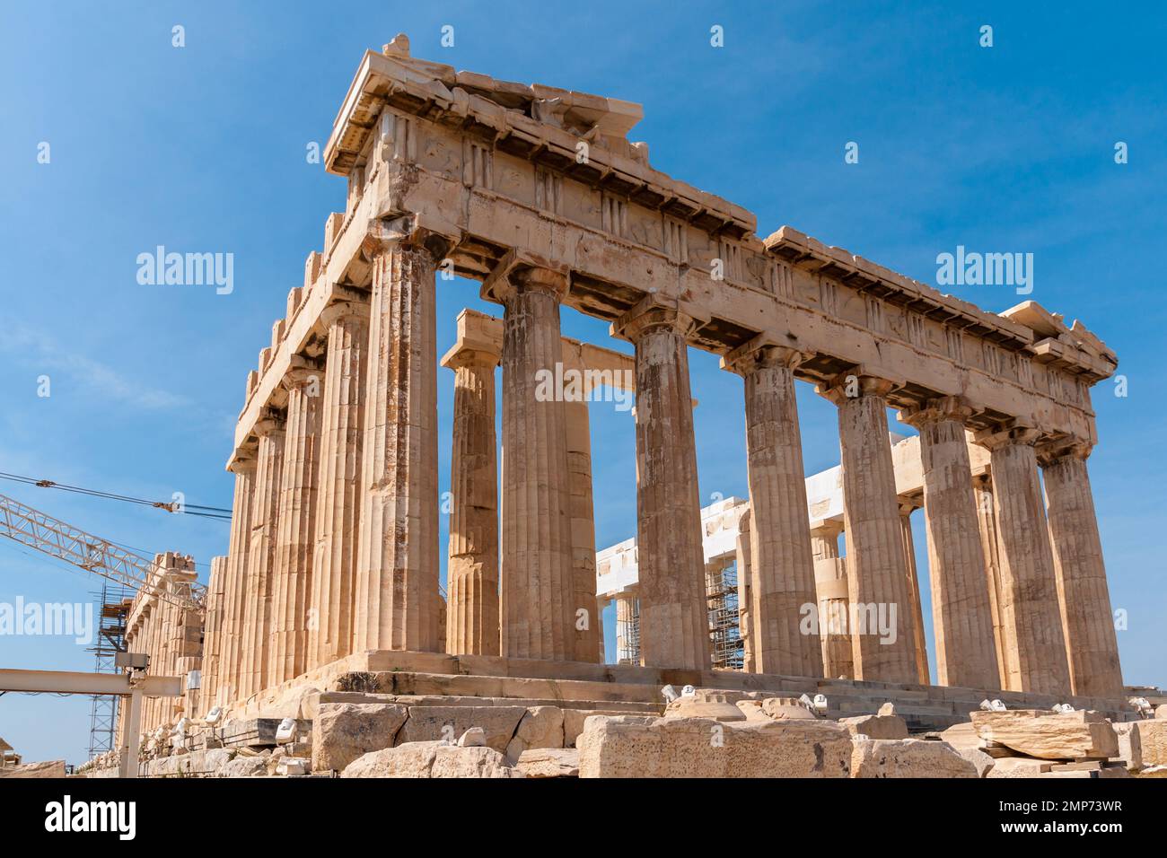View of the Parthenon temple, part of the Acropolis compound in Athens, Greece Stock Photo - Alamy