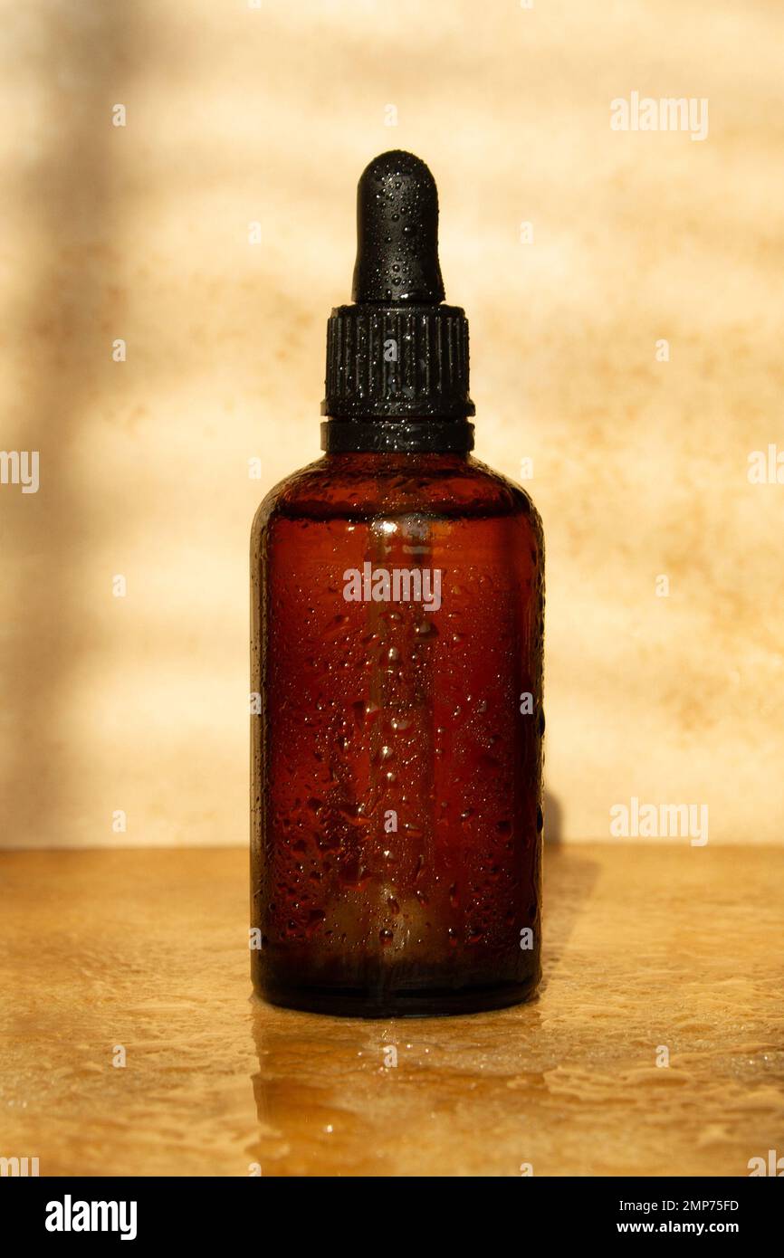 Natural cosmetic jar. Brown color. Sunlight cosmetics. Natural ...