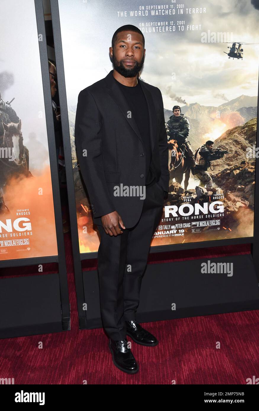 Actor Trevante Rhodes attends the world premiere of "12 Strong" at Jazz ...