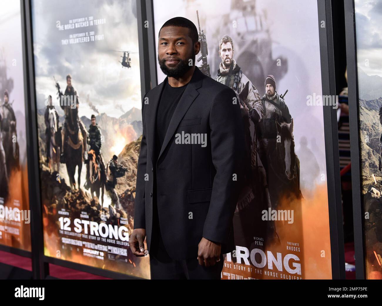 Actor Trevante Rhodes attends the world premiere of "12 Strong" at Jazz ...
