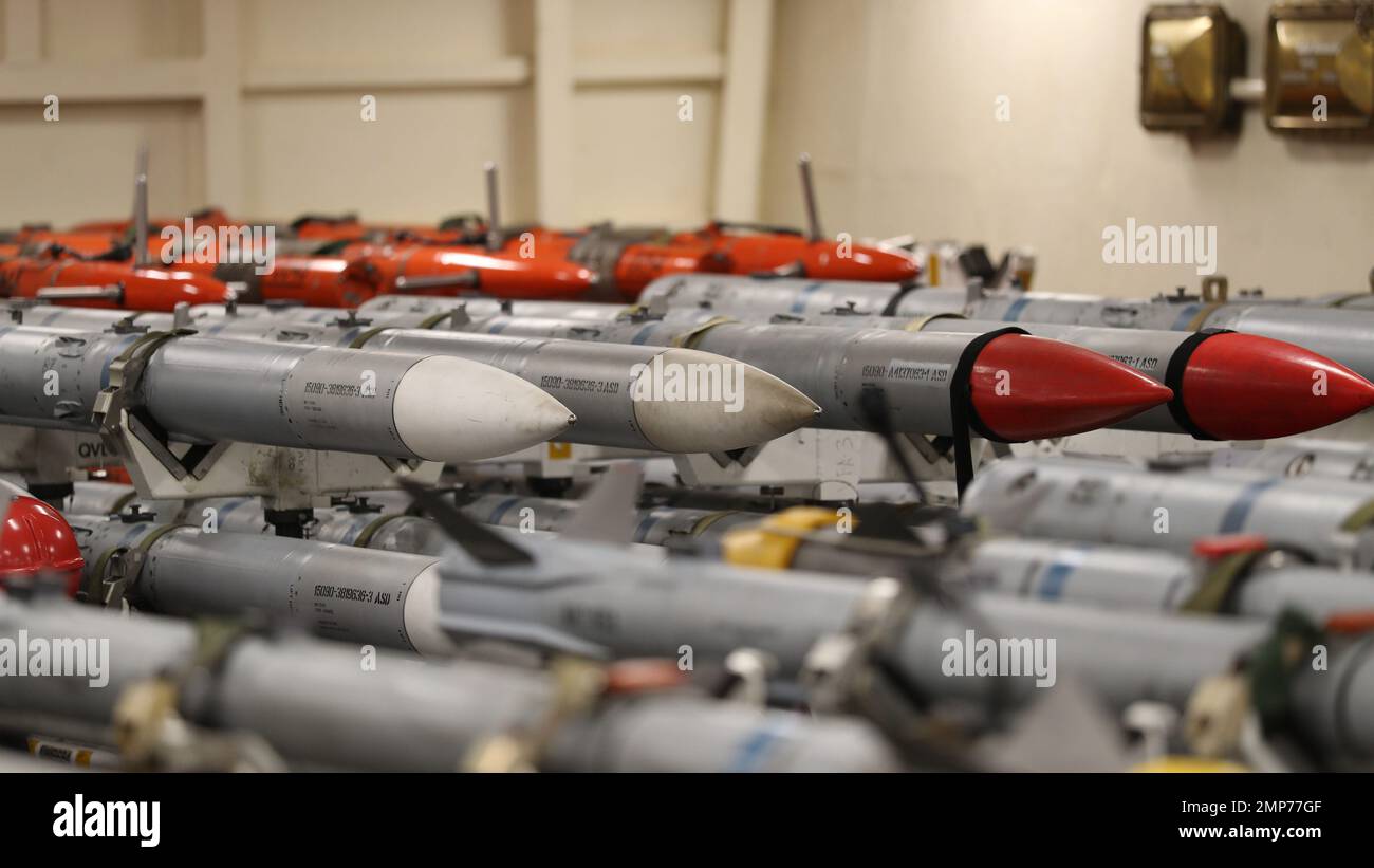 Ordnance onboard the first-in-class aircraft carrier USS Gerald R. Ford ...