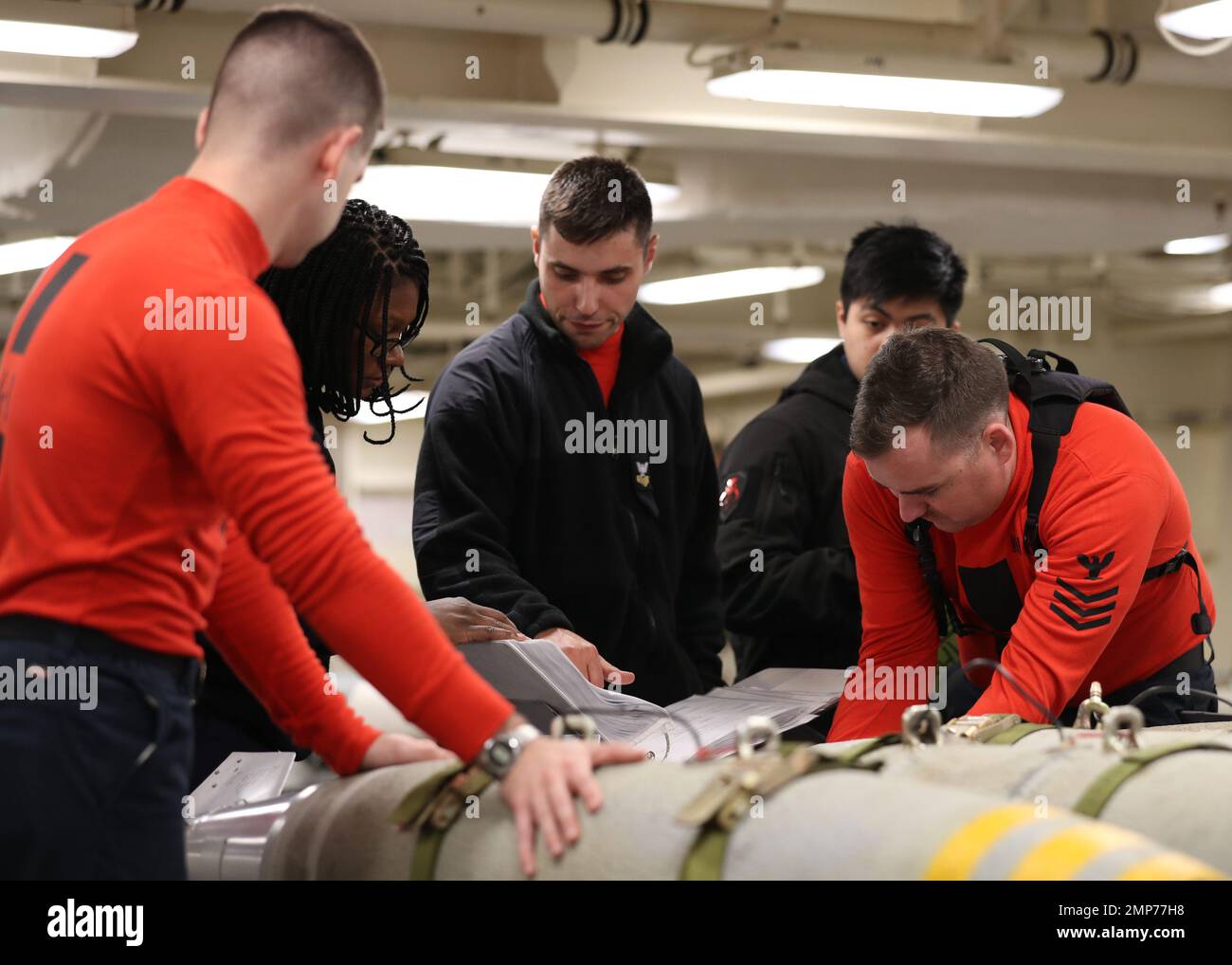 Sailors assigned to the first-in-class aircraft carrier USS Gerald R ...