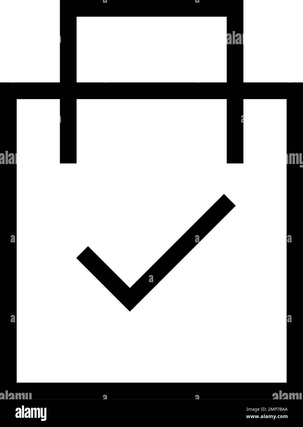 Shopping bag icon with check mark. Purchased. Editable vector Stock ...