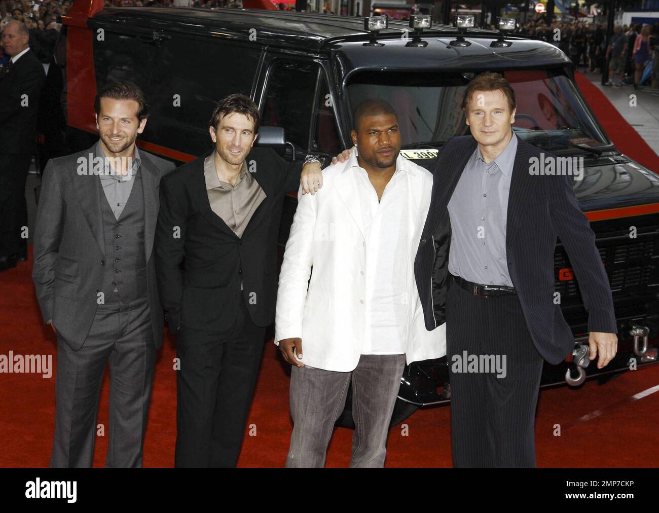 Bradley Cooper, Sharito Copley, Quinton Jackson and Liam Neeson at the premiere of "The A Team ...