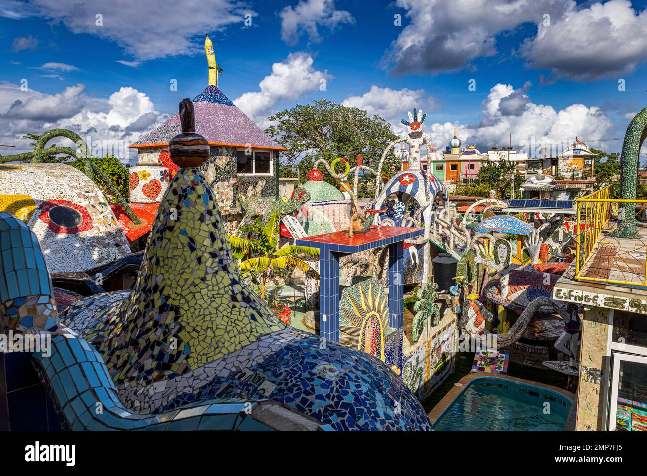 Tiled walls and sculptures on workshop studio of Jose Fuster at ...