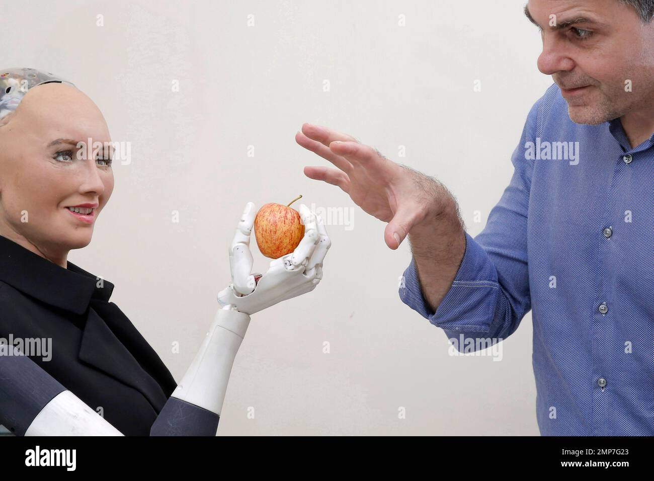 In this Sept. 28, 2017, photo, David Hanson, the founder of Hanson ...