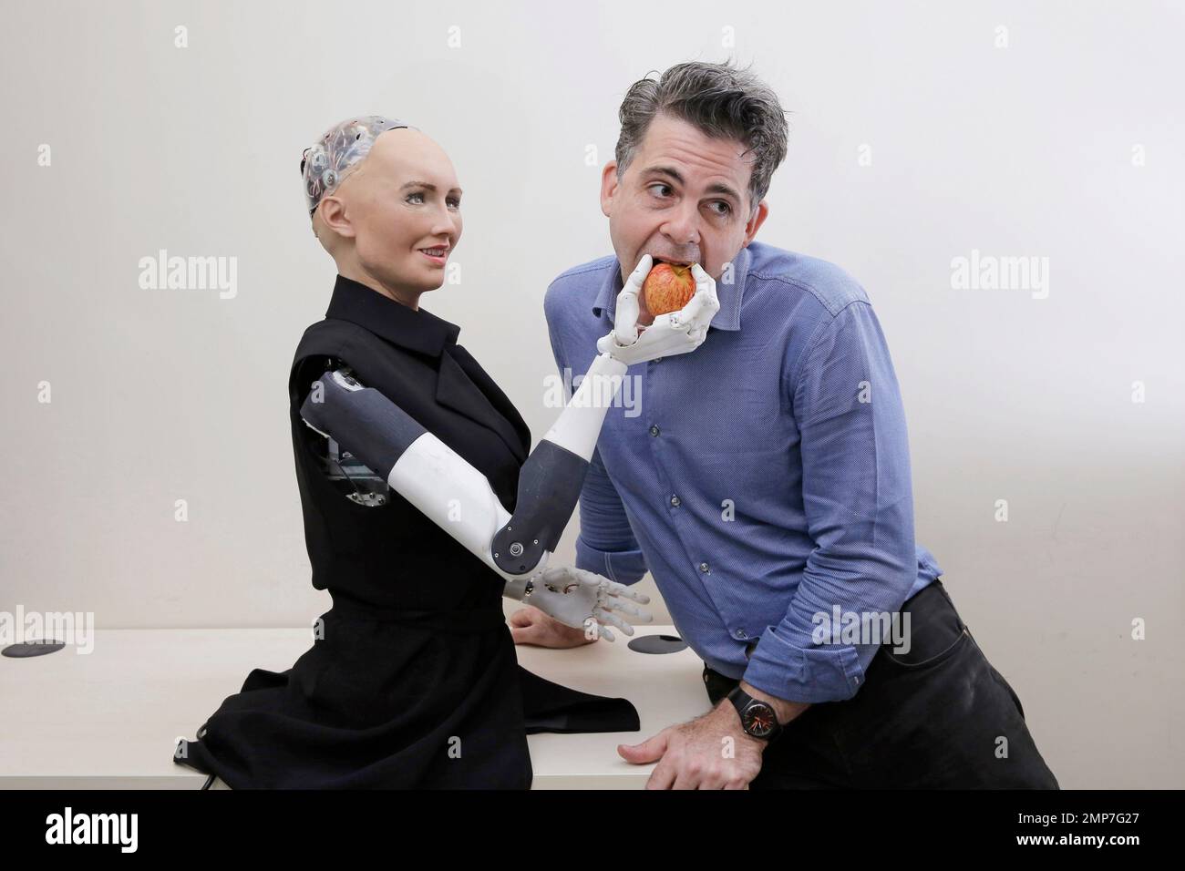In this Sept. 28, 2017, photo, David Hanson, the founder of Hanson ...