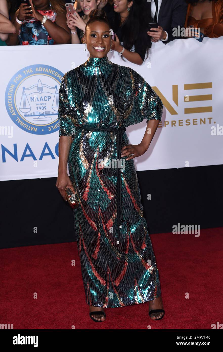 Issa Rae arrives at the 49th annual NAACP Image Awards at the Pasadena ...