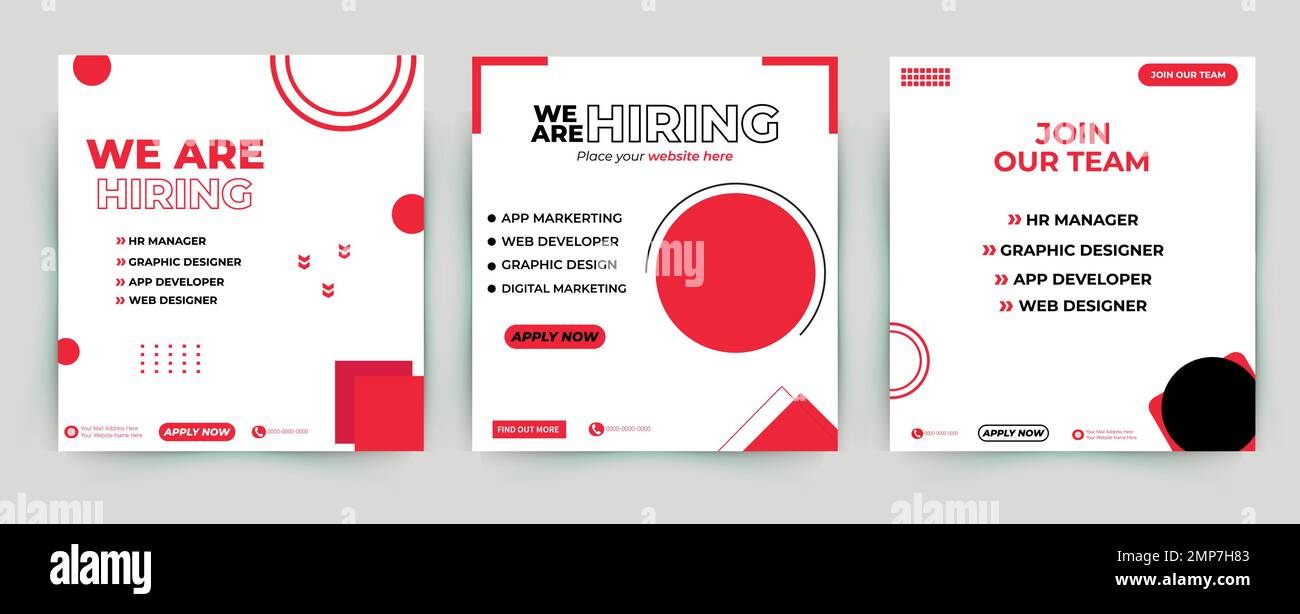 We are hiring job vacancy social media post banner design template. We are hiring for a Job ...