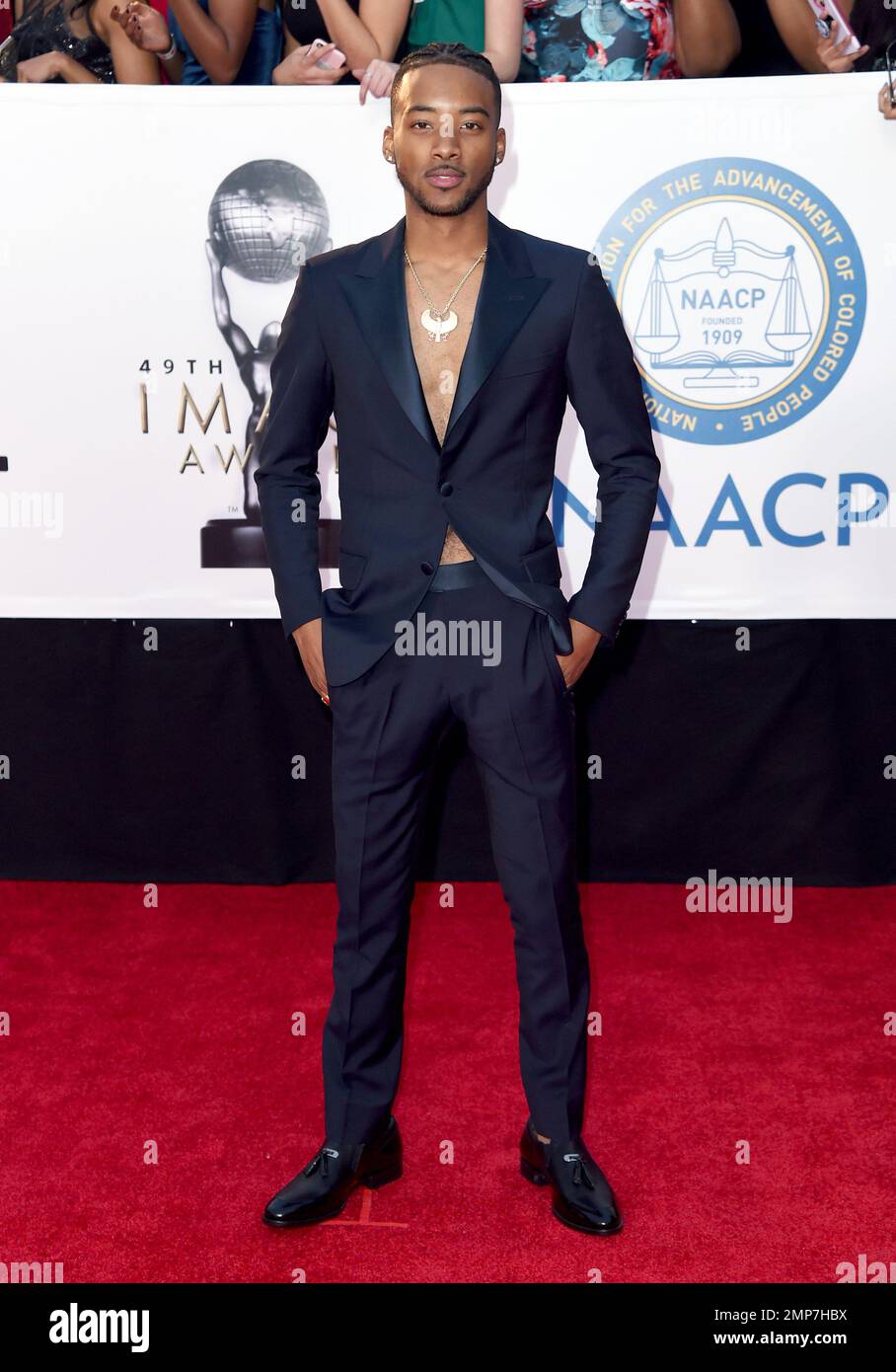 Algee Smith arrives at the 49th annual NAACP Image Awards at the ...
