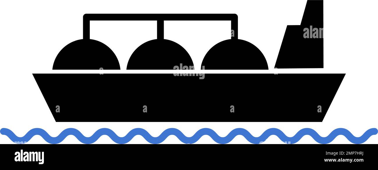 LNG tanker silhouette icon moving forward on the sea. Editable vector ...