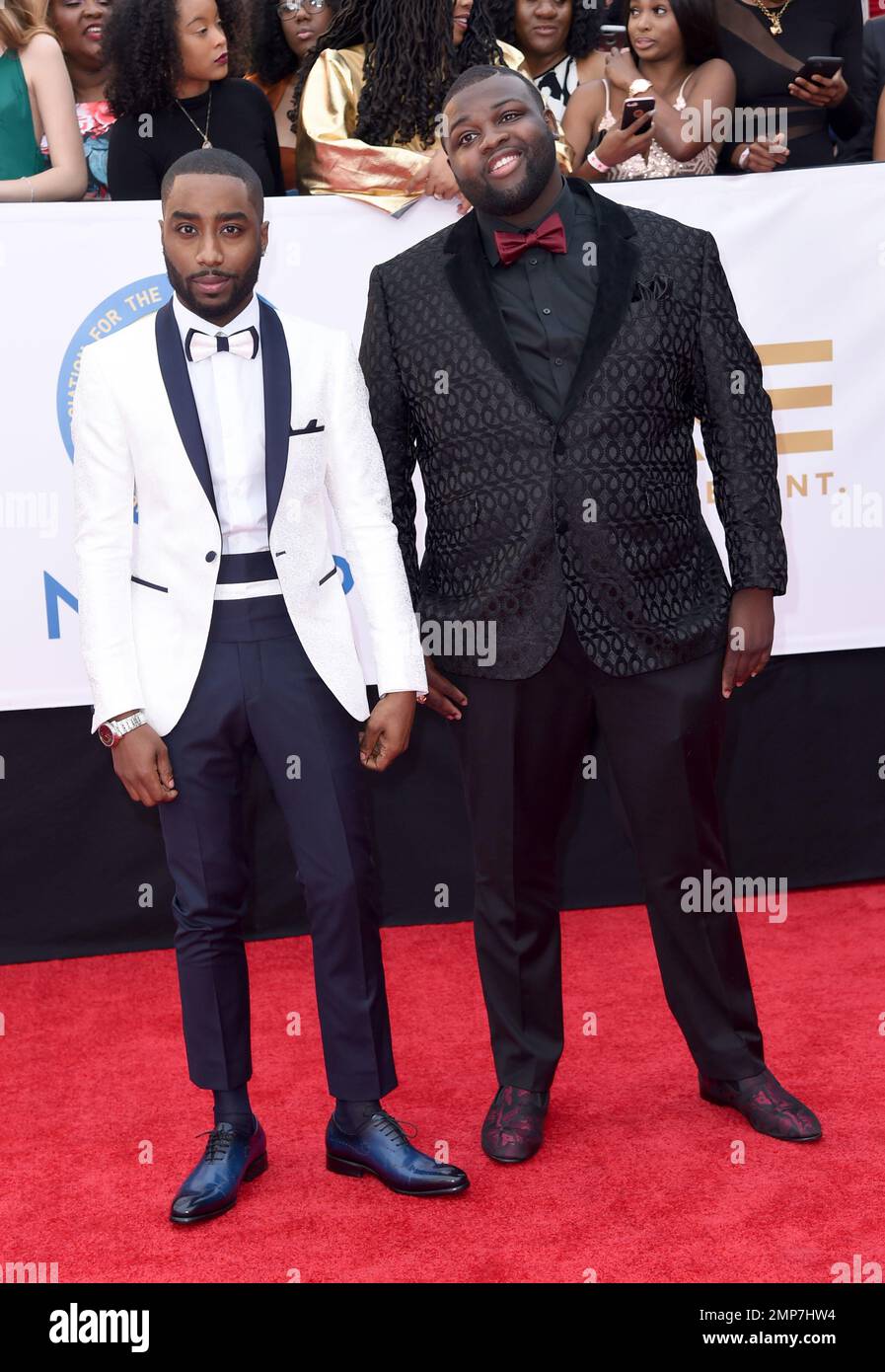 Marcc Rose, left, and Wavyy Jonez arrive at the 49th annual NAACP Image ...