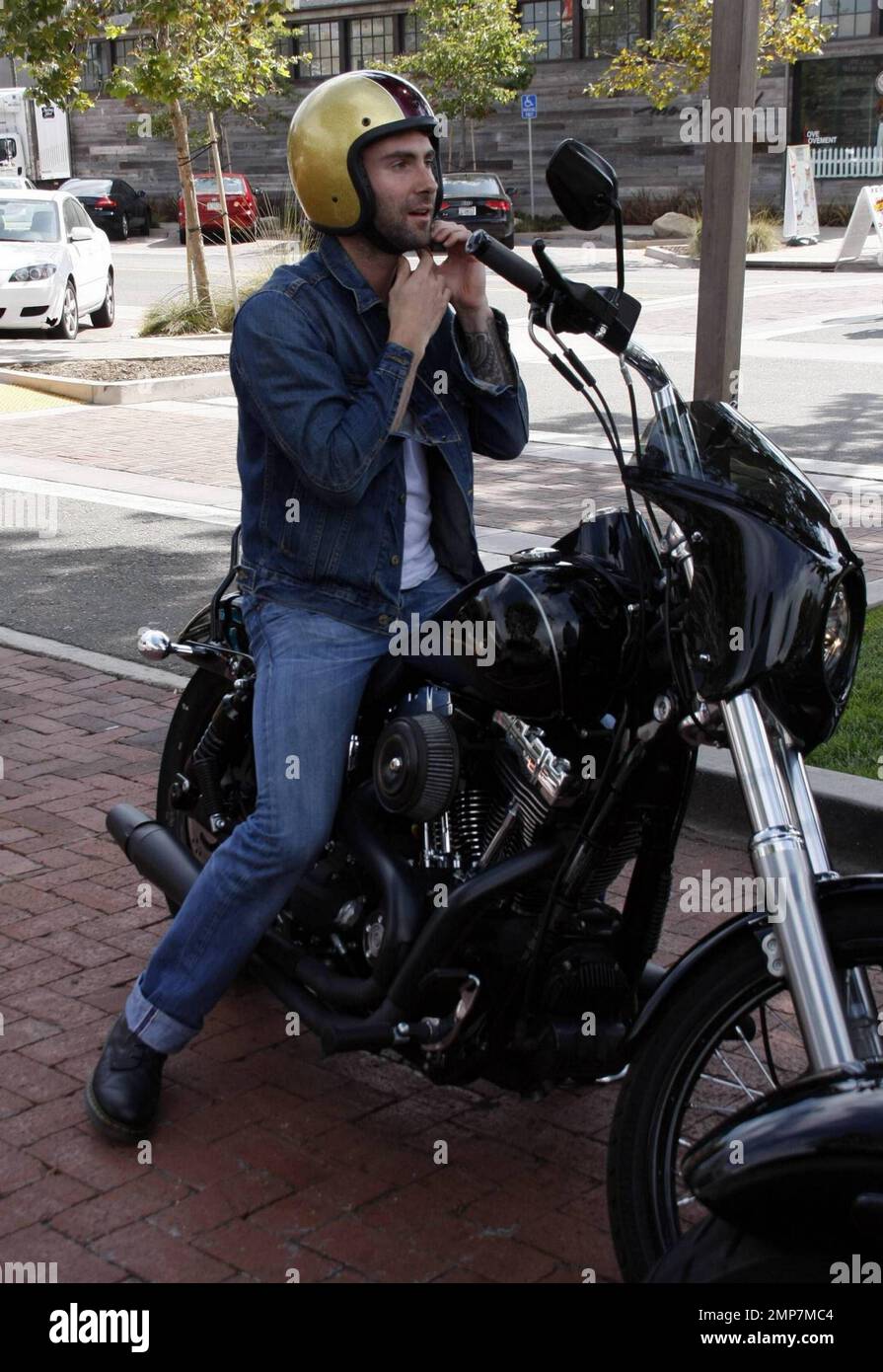 Adam Levine Posing On Motorcycle