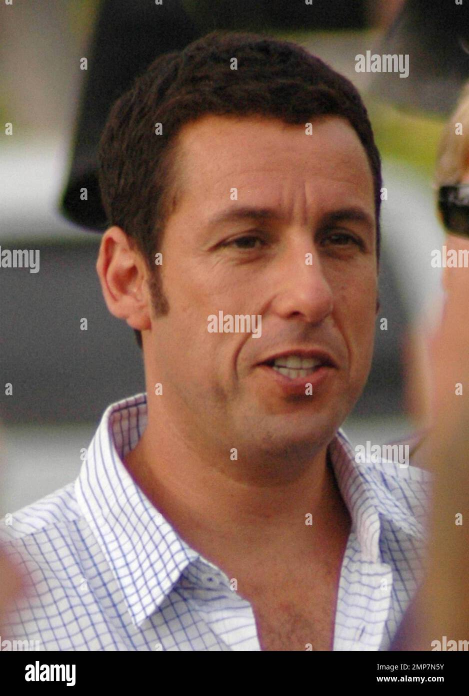 Actor Adam Sandler makes his way around the Maui set of "Just Go With ...