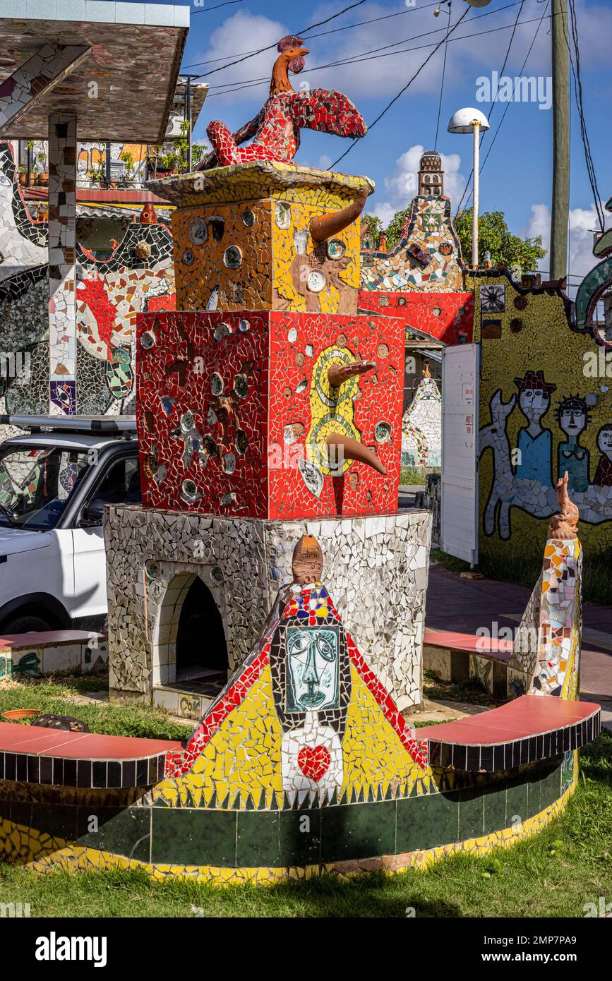 Tiled walls and sculptures at workshop studio of Jose Fuster at ...