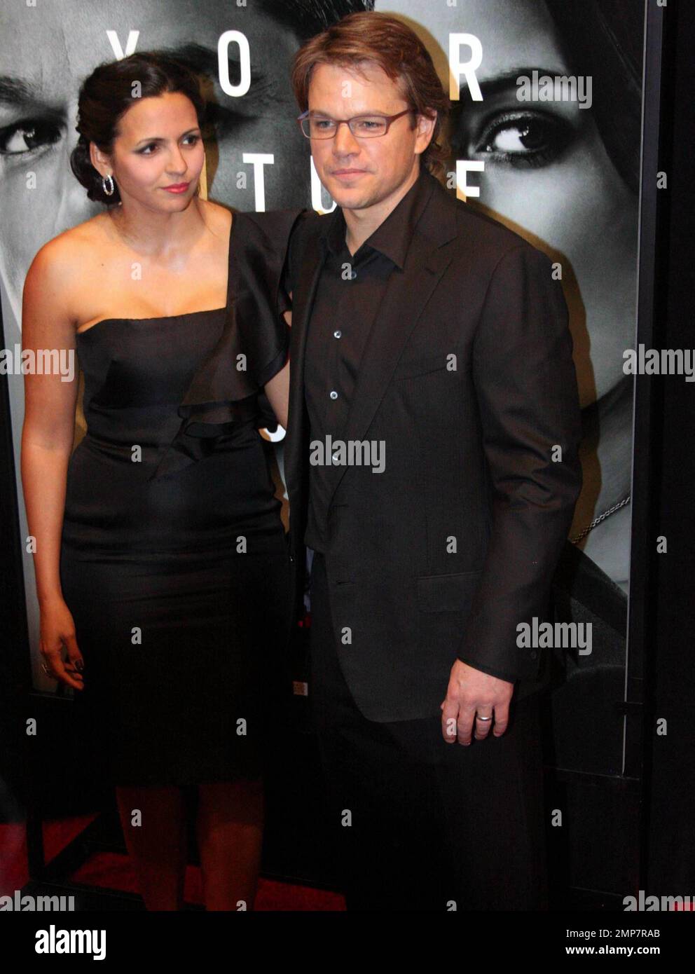 Matt Damon and wife at the premiere of "The Adjustment Bureau" held at ...