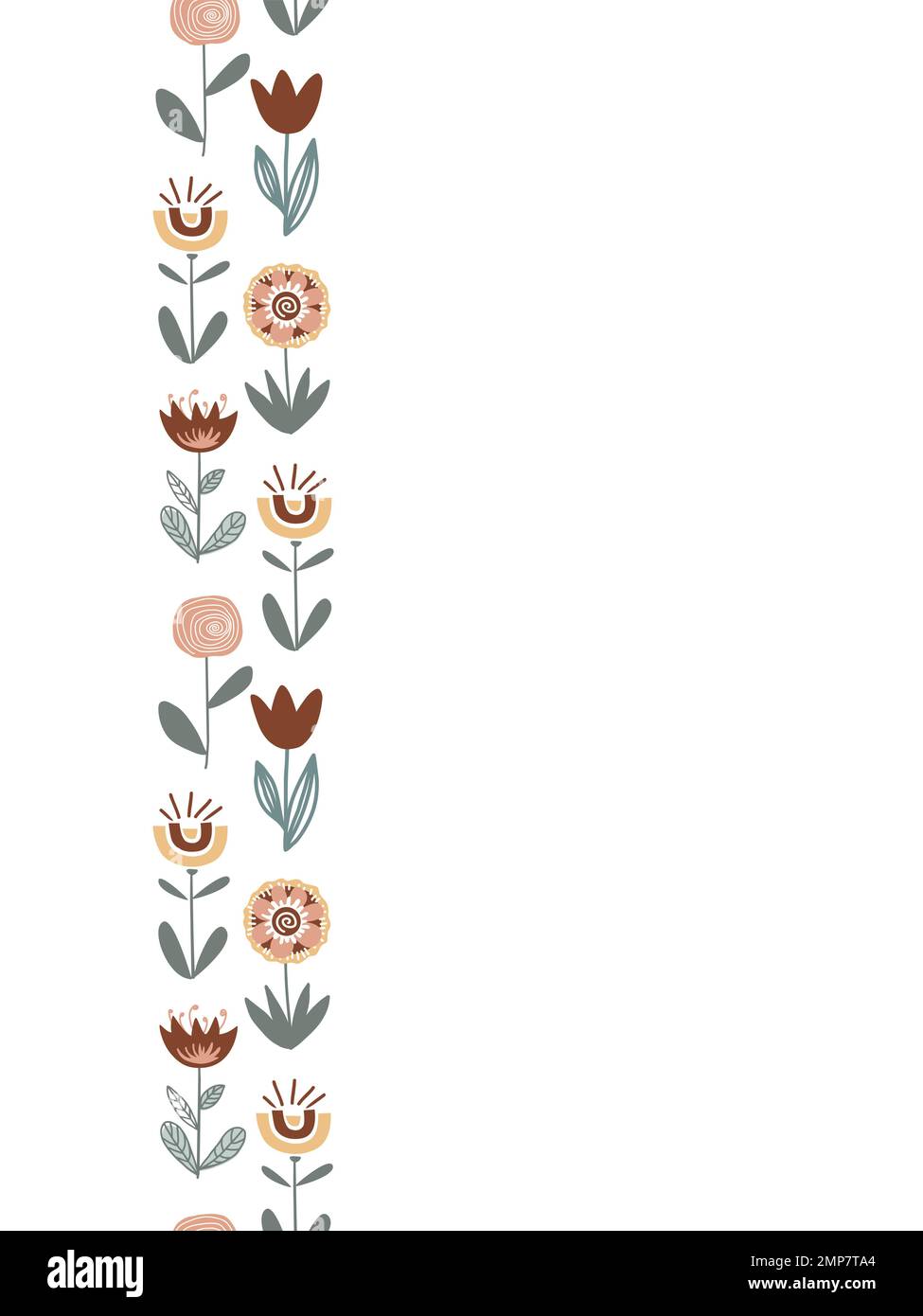 Lovely doodle flowers in Scandinavian style, striped folk seamless ...