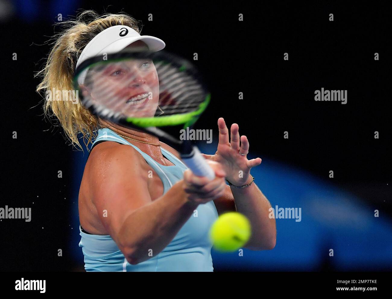 United States' CoCo Vandeweghe makes a forehand return to Hungary's ...