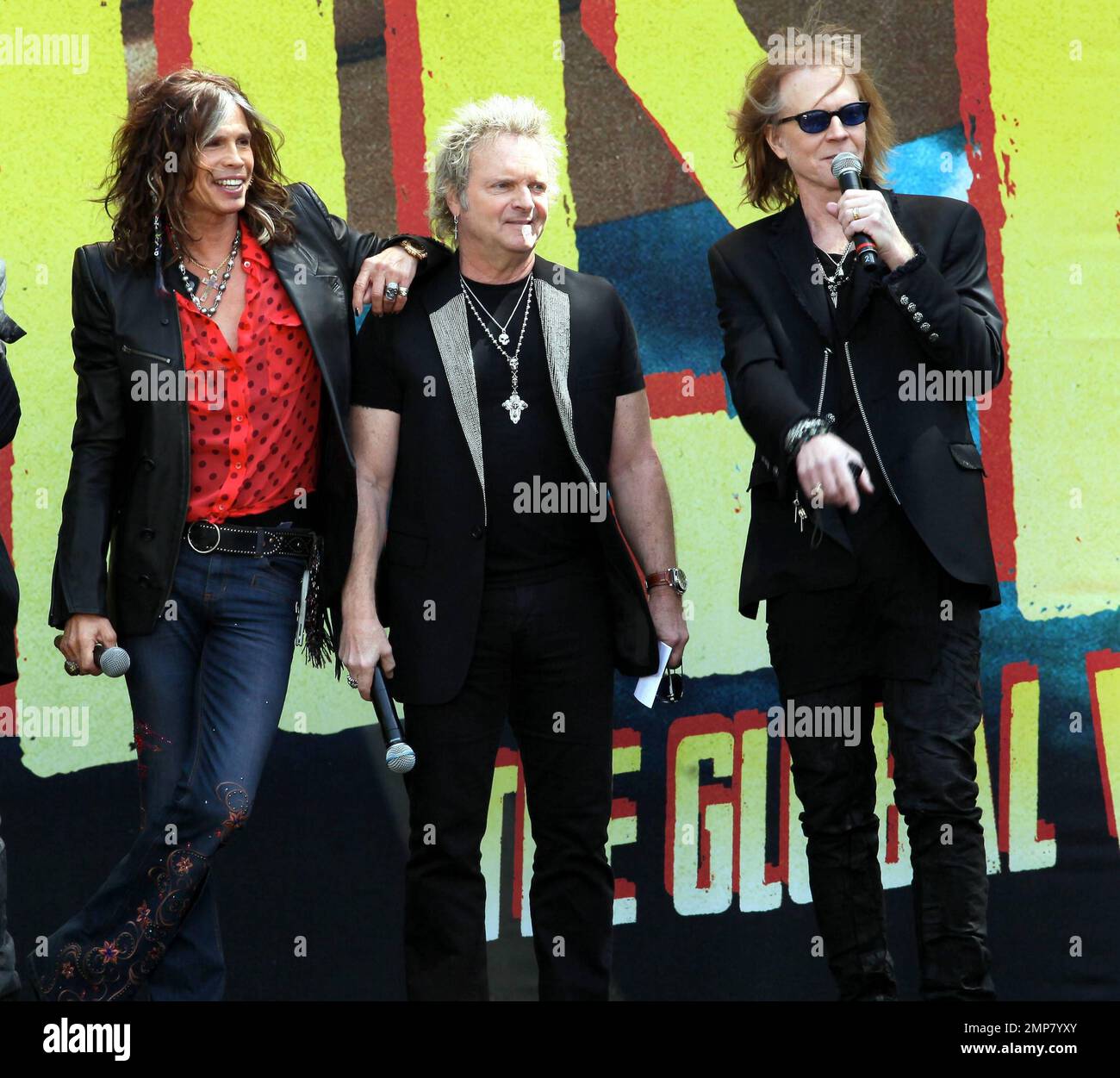 Joe Perry, Steven Tyler, Joey Kramer and Tom Hamilton of Aerosmith ...