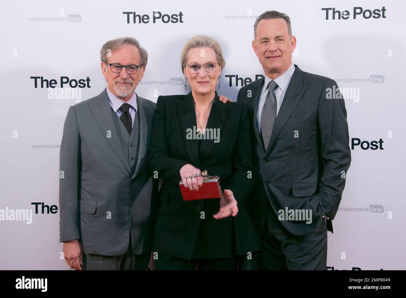 Director Steven Spielberg, actress Meryl Streep and Tom Hanks, right ...