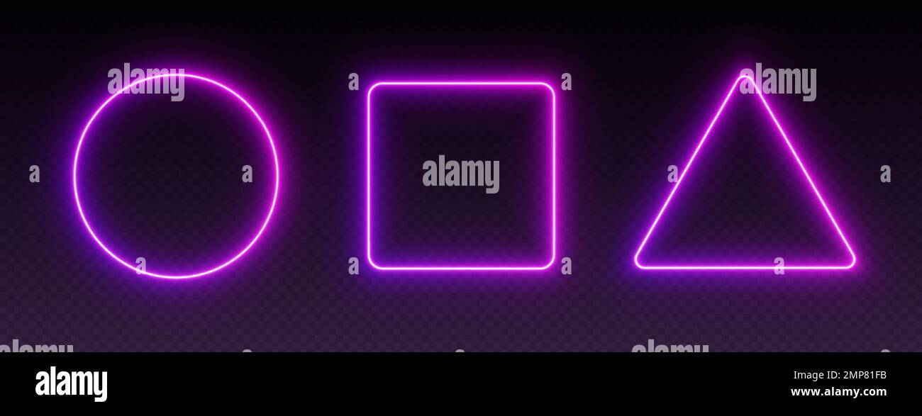 Neon gradient frames, glowing borders set, colorful futuristic UI design elements. Vibrant ...