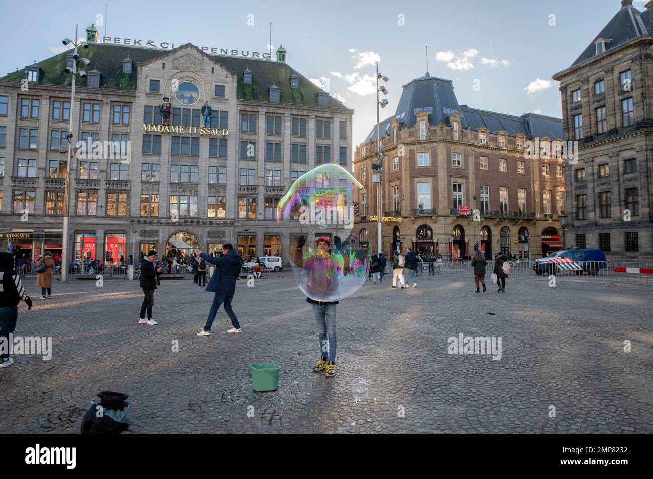 Making Large Soap Bells At The Dam Square At Amsterdam The Netherlands ...
