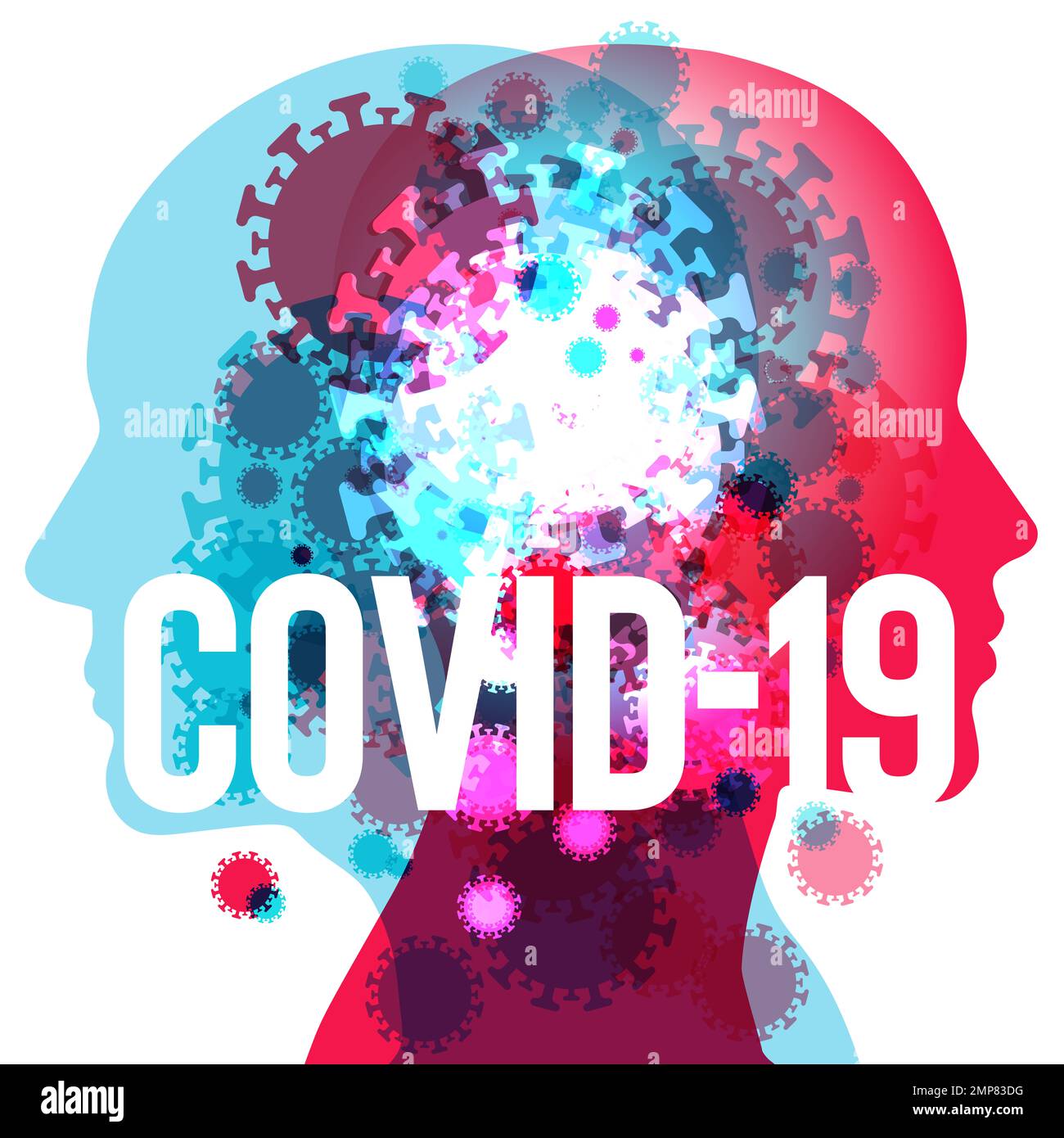 2 back-to-back figure silhouettes overlaid with various overlapping ...