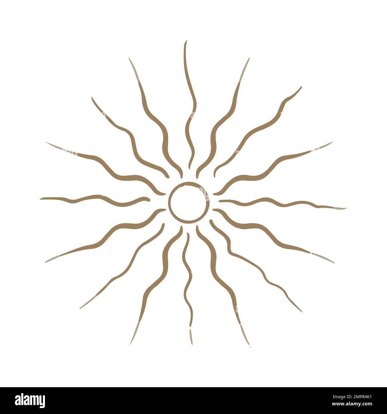 Vector Abstract golden hand drawn sun in boho style. Celestial body ...