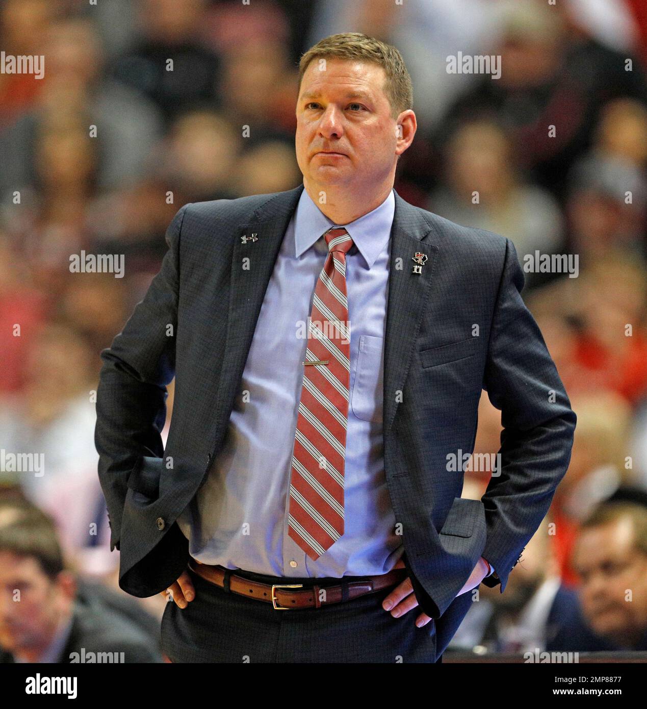 Texas Tech coach Chris Beard watches the game during the second half of ...