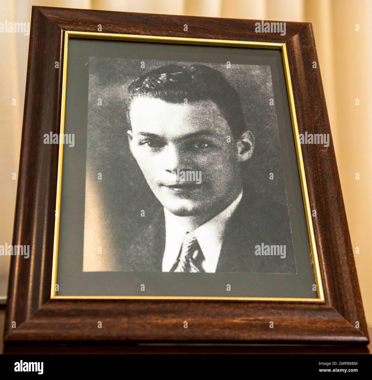 A portrait of U.S. Navy Fire Controlman 1st Class Hubert P. Clement is ...