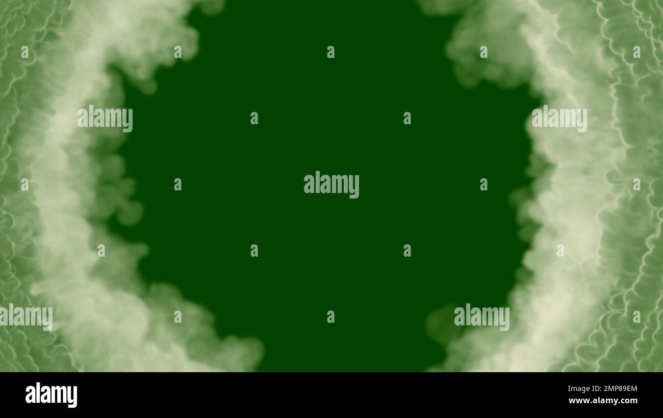 Round frame made of smoke or clouds on chroma key screen, isolated ...