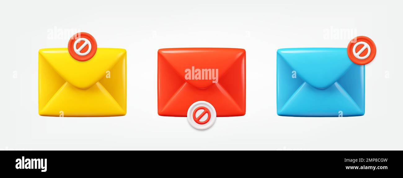 Block mail 3d icon set. realistic blocked message vector illustration ... Block mail 3d icon set. realistic blocked message vector illustration ...