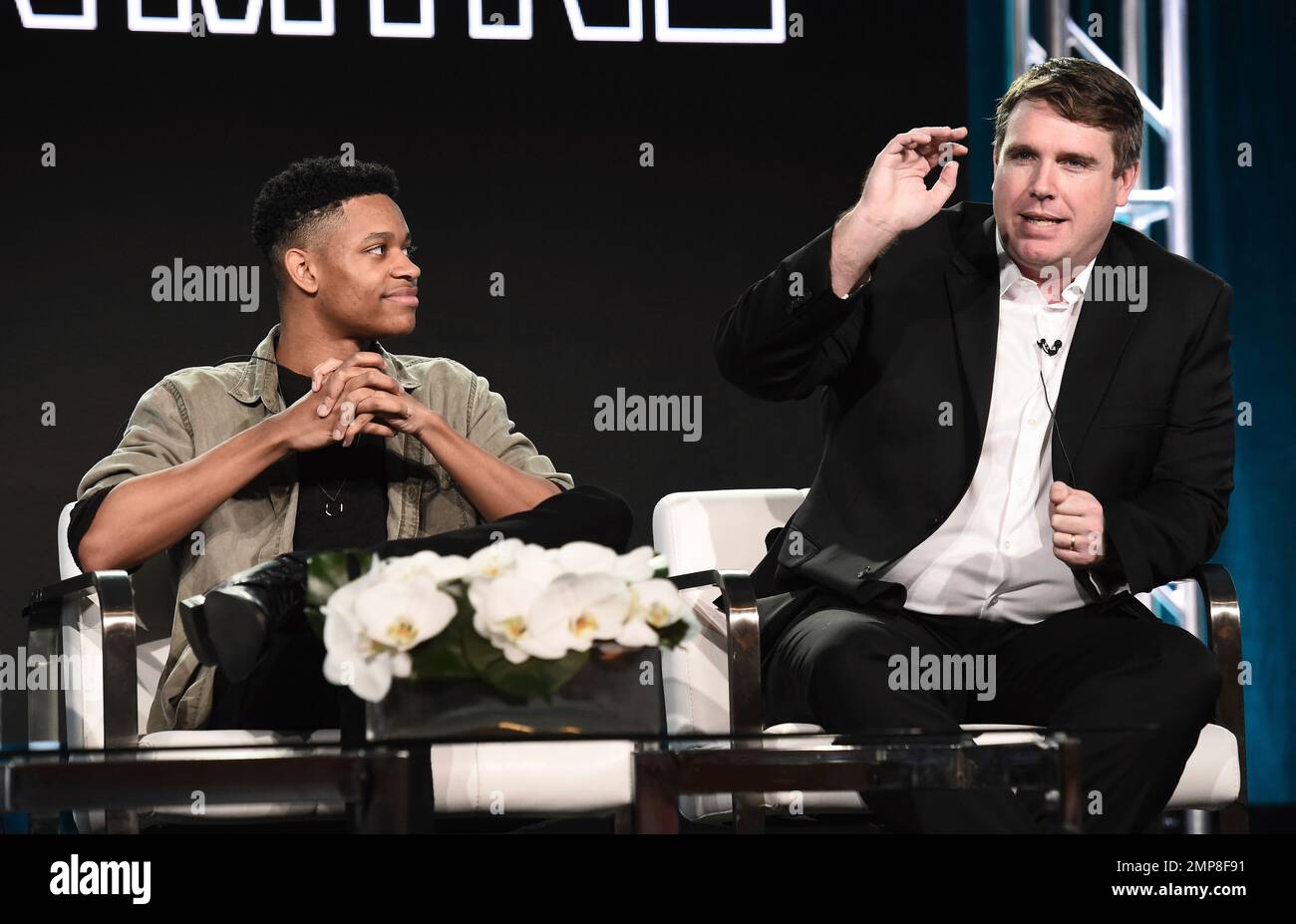 Tyrel Jackson Williams, left, and Joel Church-Cooper take part in a ...