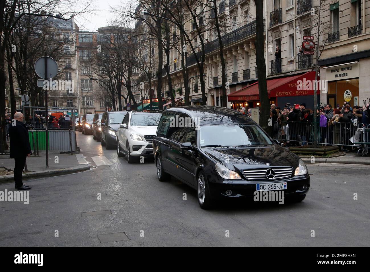 The convoy arrives at the Montmartre cemetery for French singer France ...