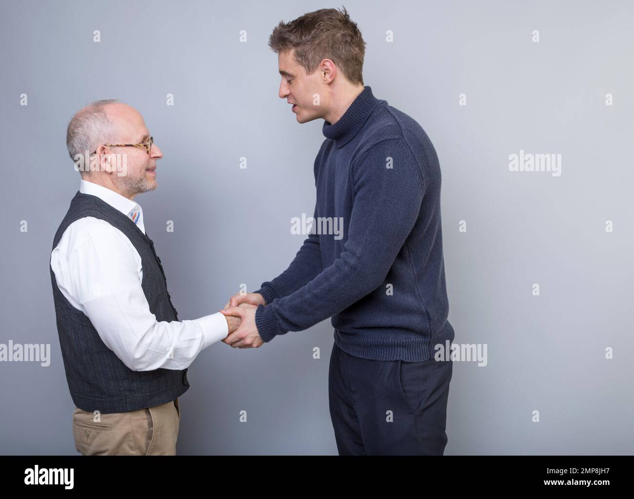 Bob Balaban, left, and Max Irons cast members in the AT&T Audience ...