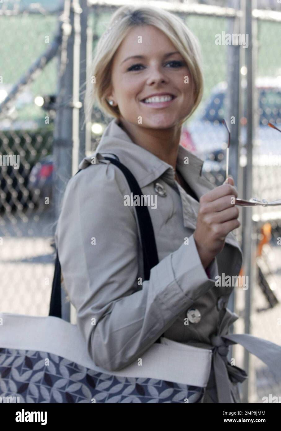 Ali Fedotowsky of the reality TV series "The Bachelorette" appears to have a little spring in ...