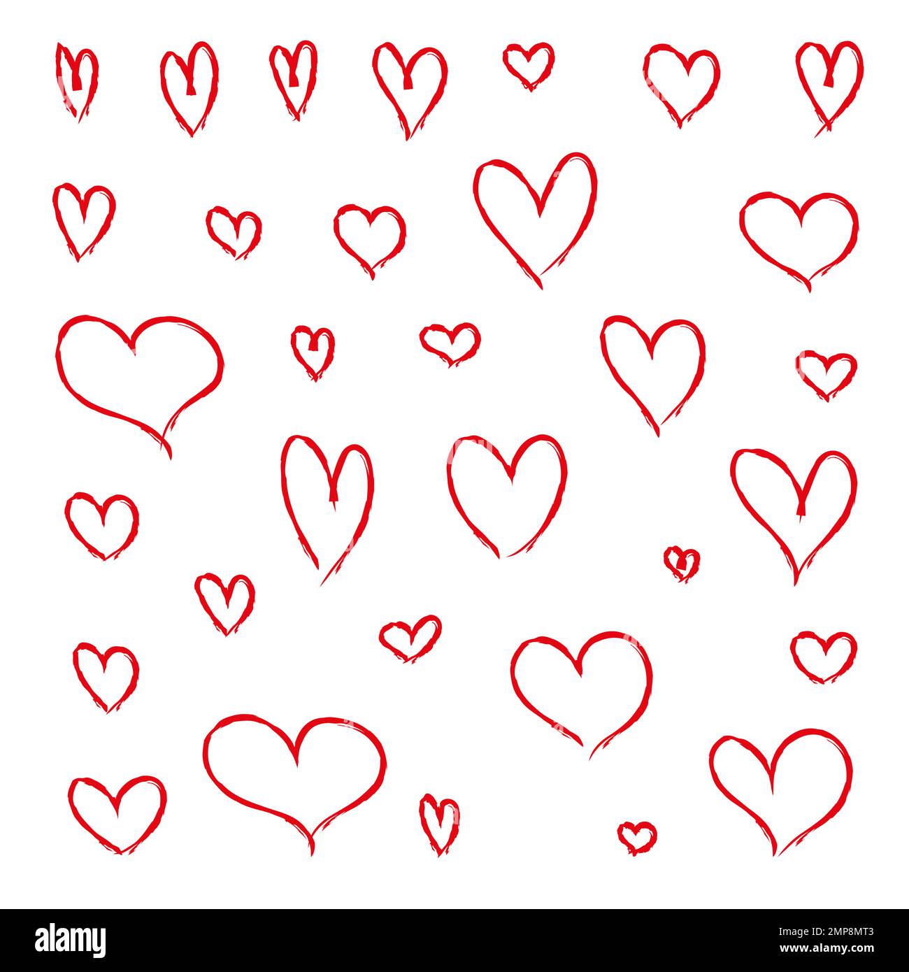 Vector heart collection - hand drawn. Heart shape set. Funky, artsy ...