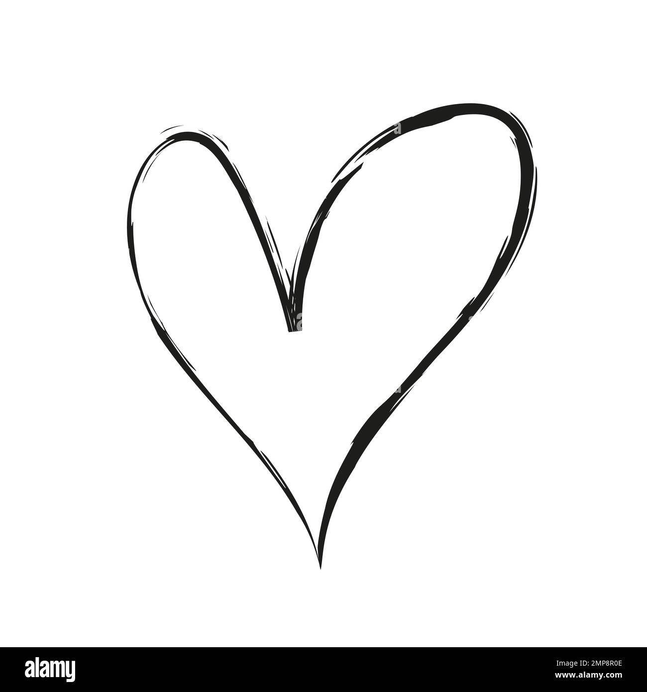 Brush stroke cute funky heart vector. Heart shape illustration. Hand ...