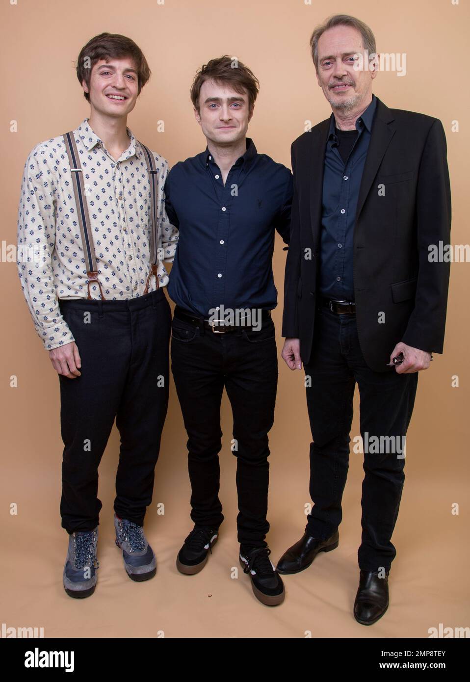 Simon Rich, from left, Daniel Radcliffe and Steve Buscemi cast members ...