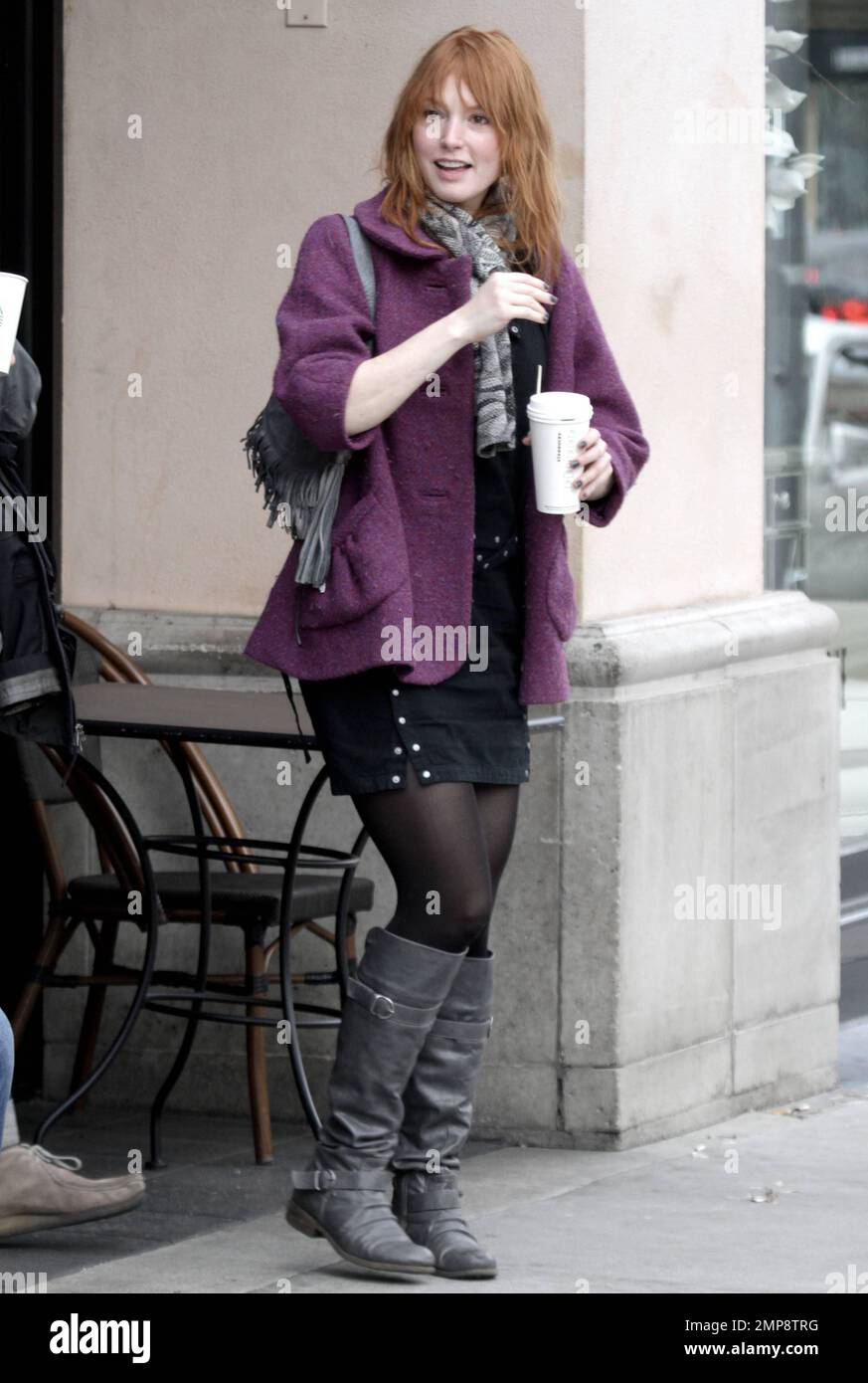 EXCLUSIVE!! Actress Alicia Witt was seen wearing a black dress with a ...