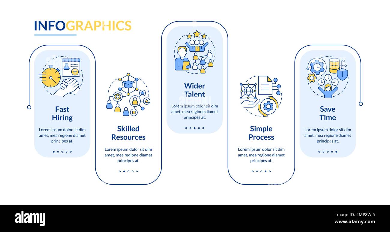 IT staffing service advantages blue rectangle infographic template ...