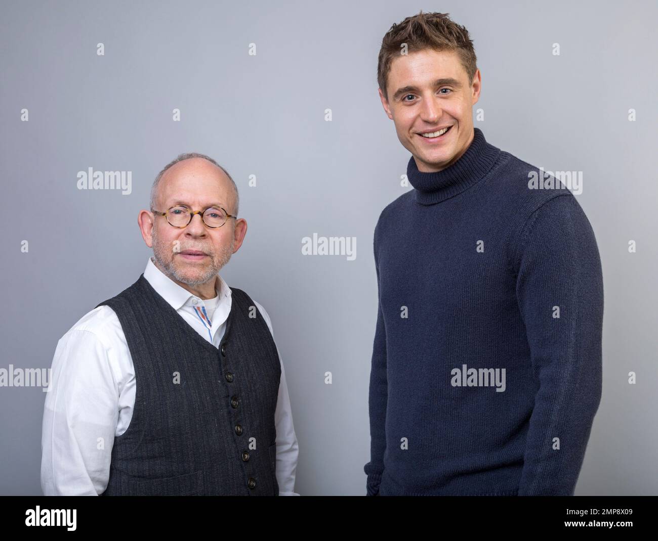 Bob Balaban, left, and Max Irons cast members in the AT&T Audience ...