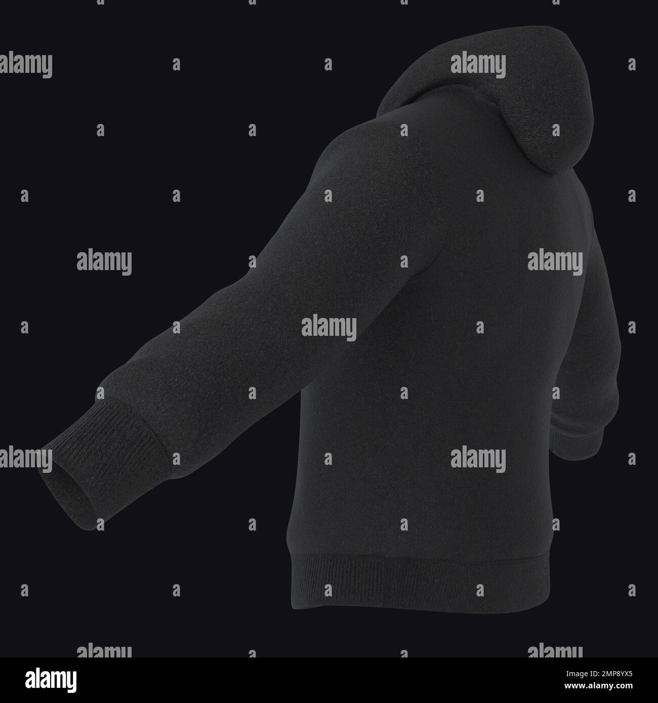 Empty black template with hood. Cropped long sleeve hoodie, hoodie for ...